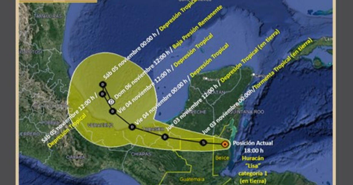 Causará huracán Lisa lluvias intensas en el sureste de México